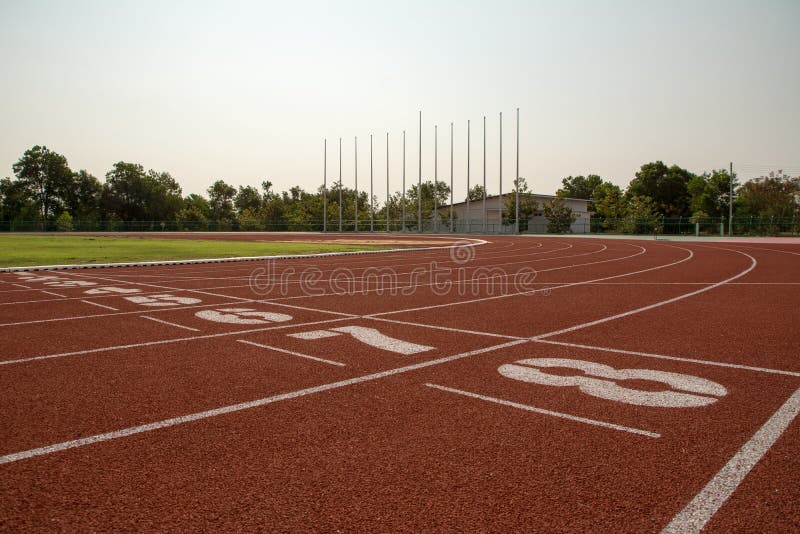 Athletics Stadium Running Track Rubber Standard Red Color Stock Image ...