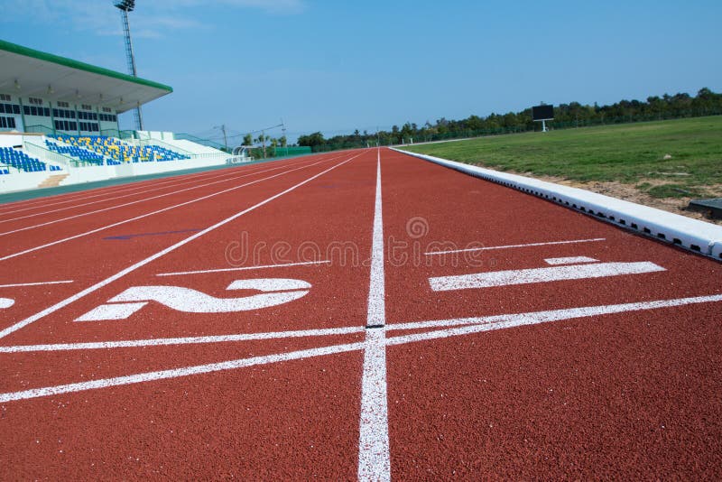Athletics Stadium Running Track Rubber Standard Red Color Stock Image ...