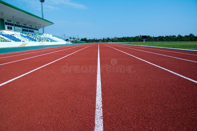 Athletics Stadium Running Track Rubber Standard Red Color Stock Image ...