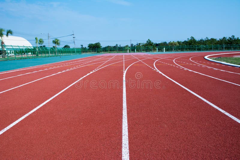 Athletics Stadium Running Track Rubber Standard Red Color Stock Image ...