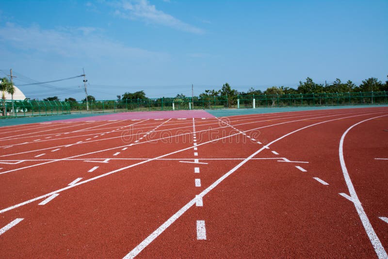 Athletics Stadium Running Track Rubber Standard Red Color Stock Photo ...
