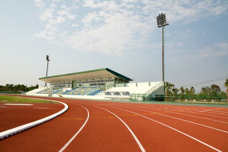 Athletics Stadium Running Track Rubber Standard Red Color Stock Photo ...