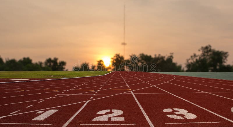 Athletics Stadium Running Track Rubber Standard Red Color Stock Photo ...