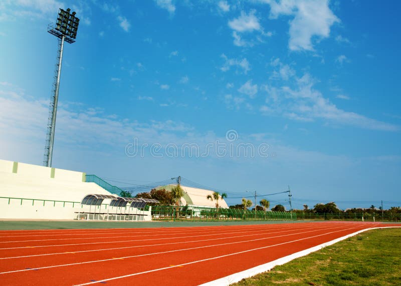 Athletics Stadium Running Track Rubber Standard Red Color Stock Photo ...