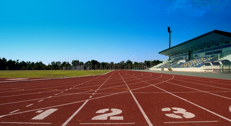 Athletics Stadium Running Track Rubber Standard Red Color Stock Image ...