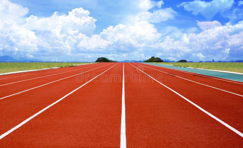 Athletics Stadium Running Track Rubber Standard Red Color Stock Image ...