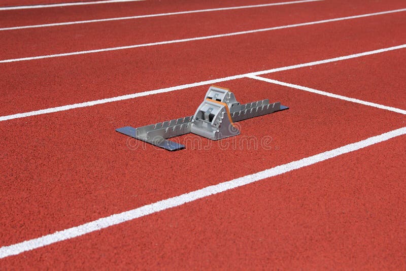 Athletics Starting Blocks on Race Track Stock Image - Image of ground ...