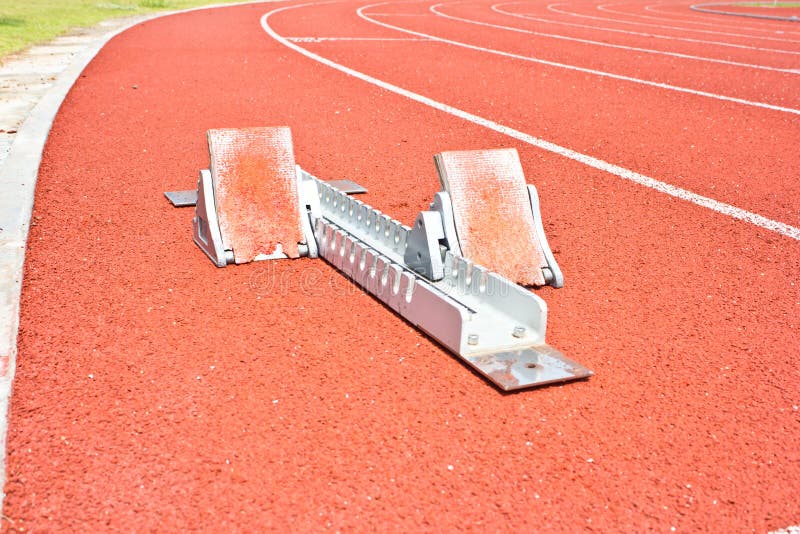 Athletics Starting Blocks stock image. Image of contest - 32060575
