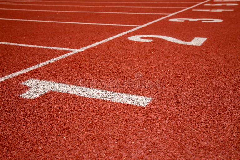 Athletics Track Lane Numbers Stock Photo - Image of line, athletic ...