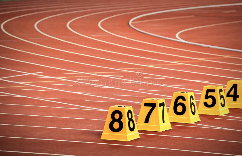 Track And Field Lane Numbers Stock Photo - Image of arena, background ...