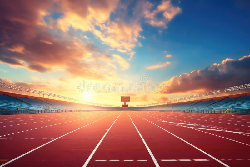 Athletics Track at Sunset. 3d Render Illustration, Athlete Track or ...
