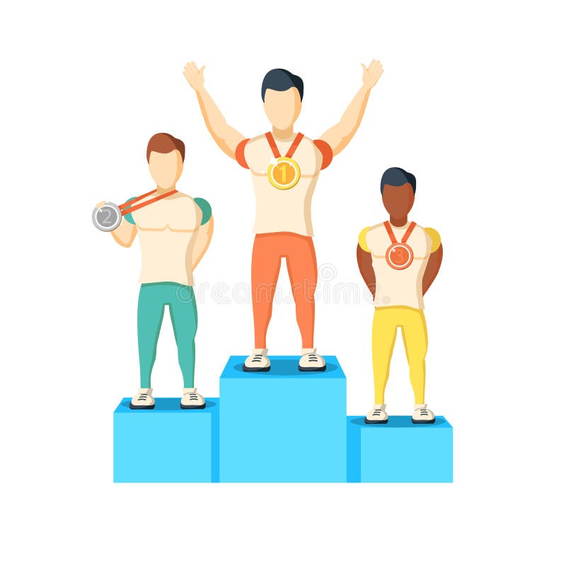 Athletics Winner Podium Athletes Stock Vector - Illustration of ...