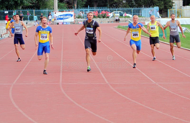 Athletes Compete in the 110 Meters Final Editorial Stock Photo - Image ...