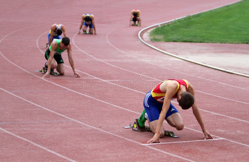 Athlets Compete in 400 Meters Race Editorial Photography - Image of ...