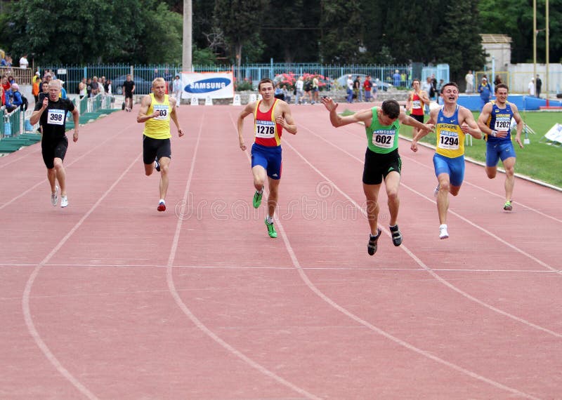 Athletes Compete in the 110 Meters Final Editorial Stock Photo - Image ...