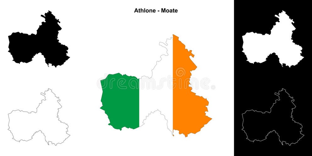 Athlone - Moate Outline Map Stock Vector - Illustration of boundary ...