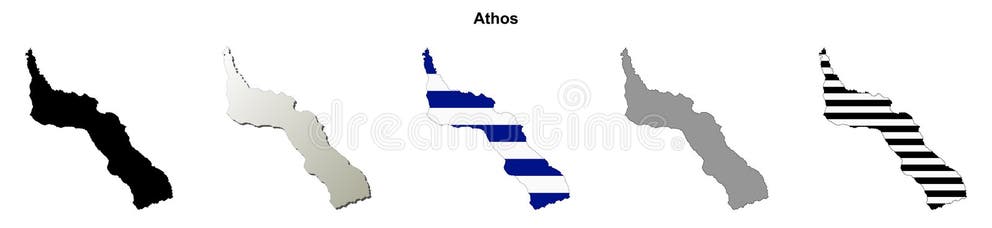 Athos outline map stock vector. Illustration of boundary - 385547430