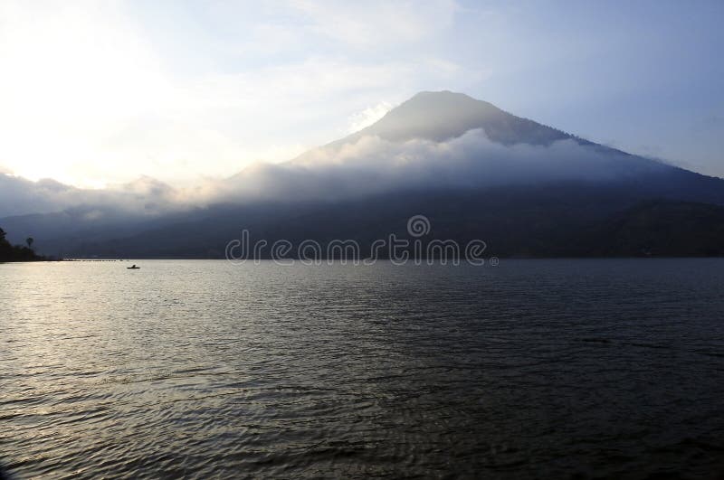 Atitlan Volcano at Sunset, Lake Atitlan, Guatemala Stock Image - Image ...