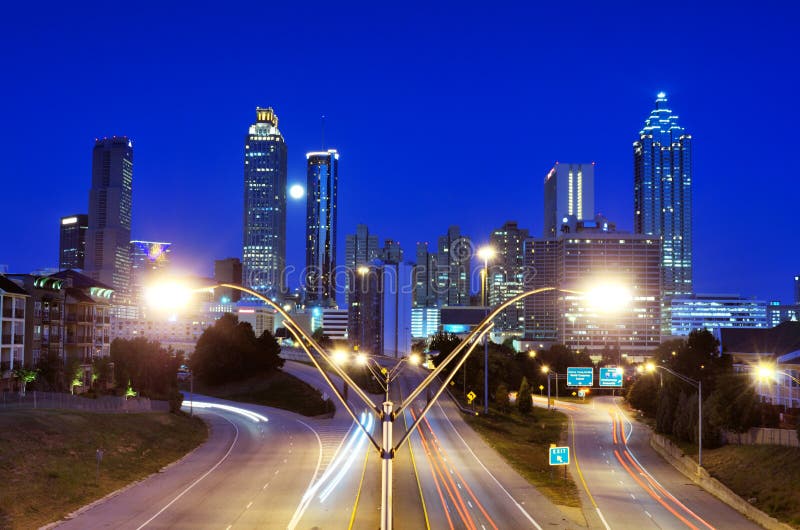Atlanta stock photo. Image of district, scene, night - 25521190
