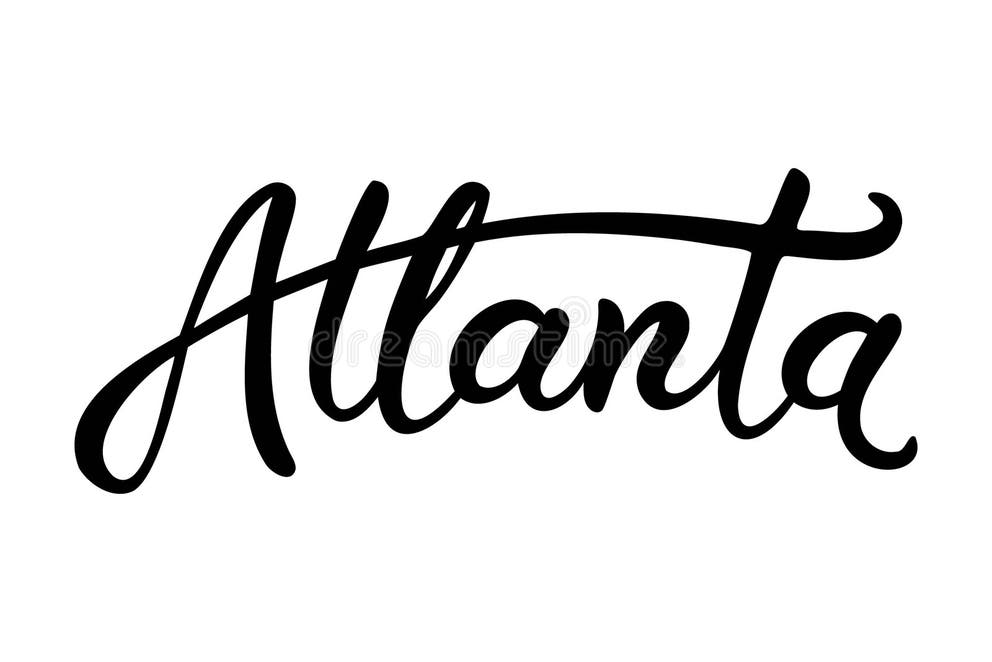Atlanta Calligraphy Script Text Vector Tshirt Design Stock Illustration ...