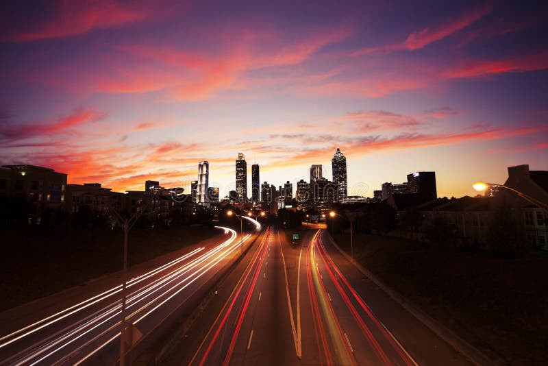 Atlanta Skyline at Sunset stock image. Image of commute - 10142113