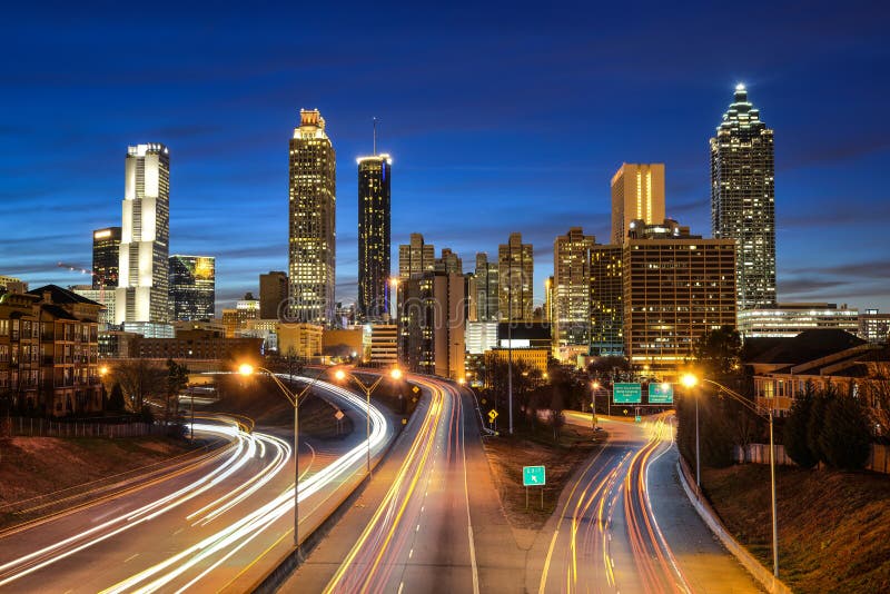 Atlanta Downtown Skyline during Twilight Stock Image - Image of ...