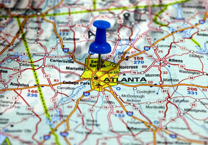 Mapa de Atlanta Georgia imagen de archivo. Imagen de contorno - 66599195
