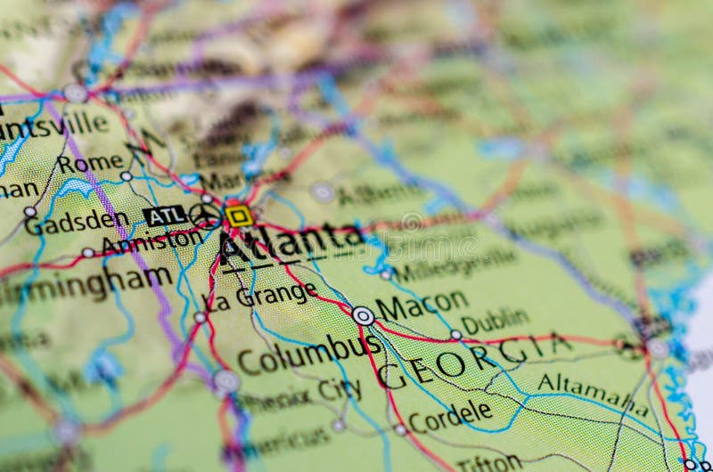 Mapa de Atlanta Georgia imagen de archivo. Imagen de contorno - 66599195
