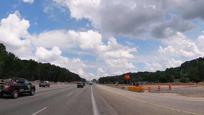 Raffic on Interstate 285 in Medium Traffic Bridge Construction Zone ...