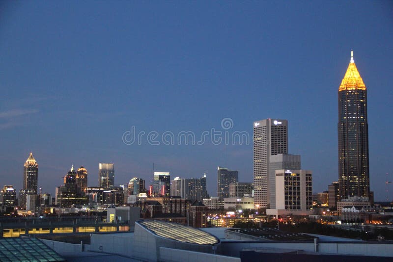 Atlanta Traffic and Skyline at Sunrise Sunset Stock Image - Image of ...