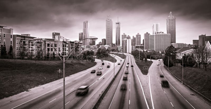Atlanta Georgia Skyline stock photo. Image of dark, cityscape - 55192052