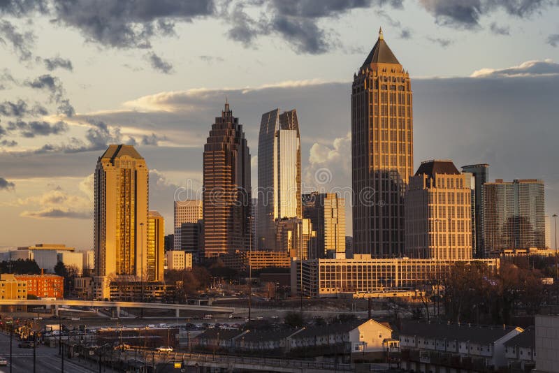 Atlanta Georgia Skyline Sunset Sky Stock Photo - Image of buildings ...