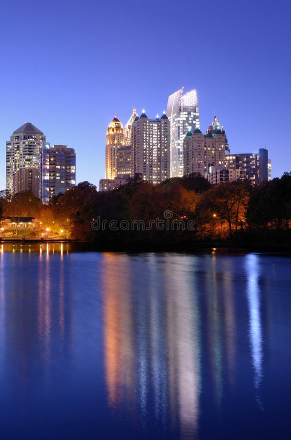 Midtown Reflection in Lake, Atlanta Stock Photo - Image of nature ...