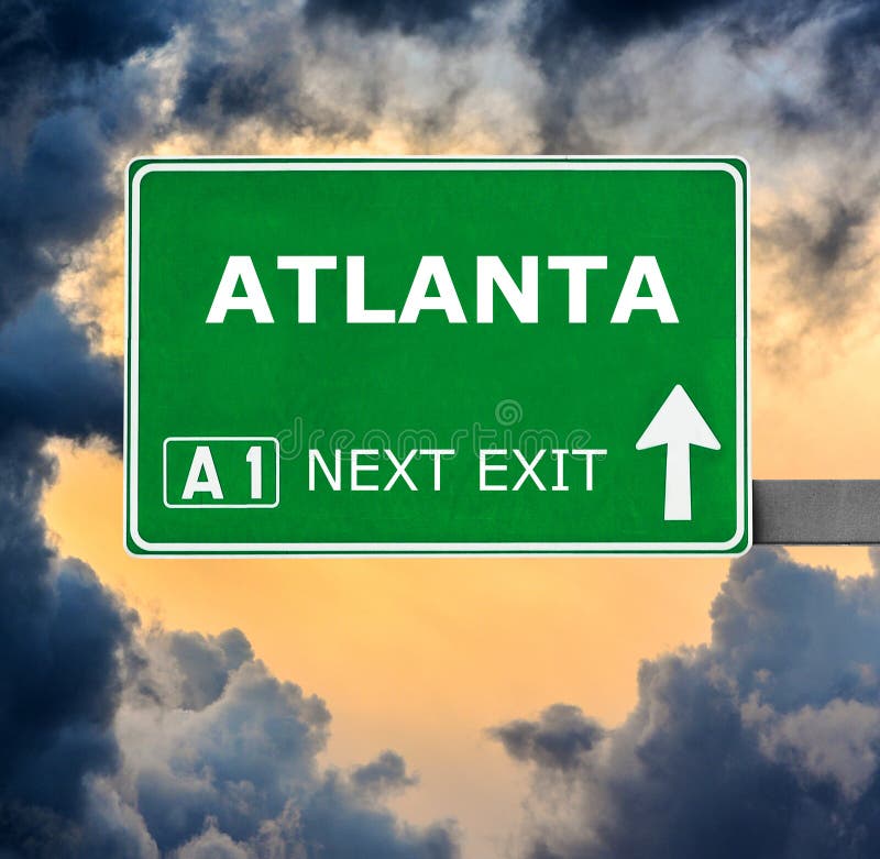 ATLANTA Road Sign Against Clear Blue Sky Stock Photo - Image of ...