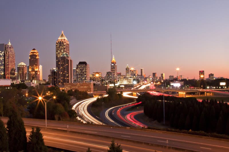 Atlanta Skyline Sunset stock photo. Image of building - 10077476