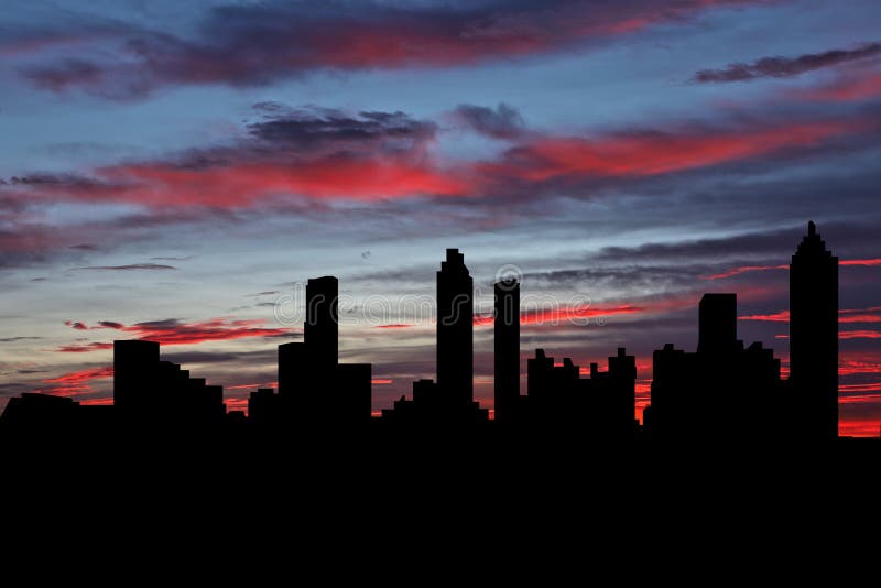 Atlanta Skyline at Sunset Illustration Stock Image - Image of atlanta ...
