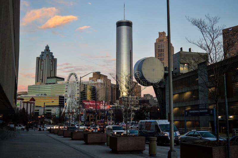 Atlanta at sunset editorial photography. Image of night - 101301347