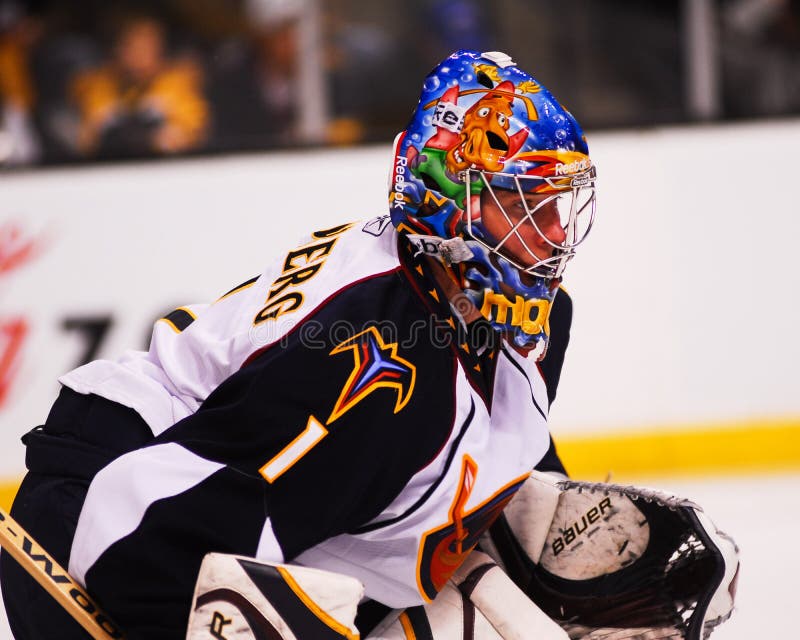 Atlanta Thrashers Goalie Johan Hedberg #1. Editorial Stock Image - Image of players, hockey ...