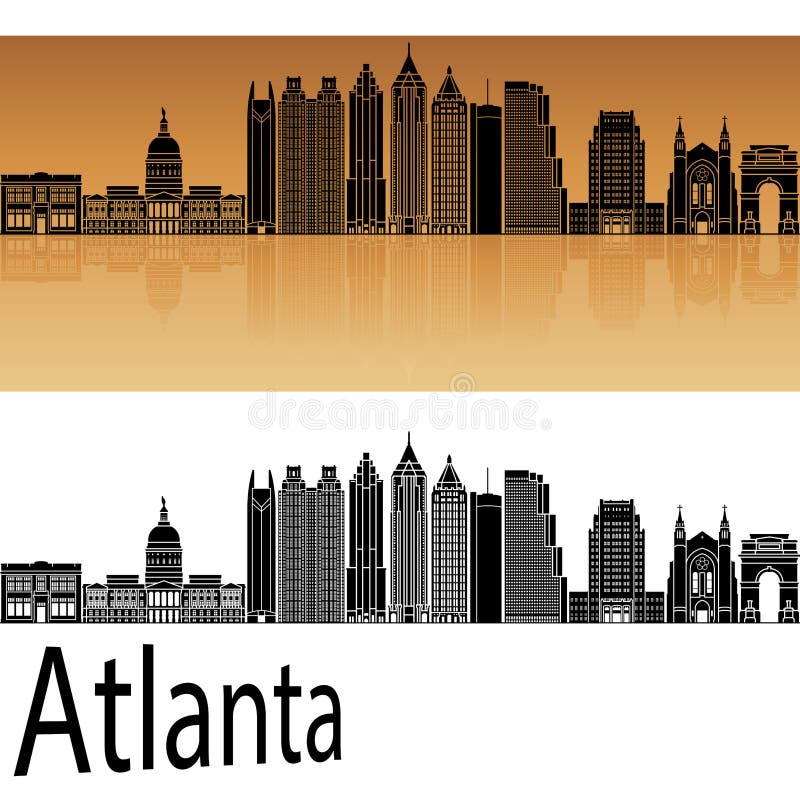 Outline Atlanta Georgia City Skyline With White Buildings Stock Vector ...