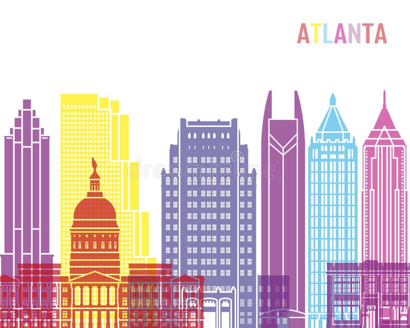 Atlanta skyline poster stock vector. Illustration of cityscape - 77926331