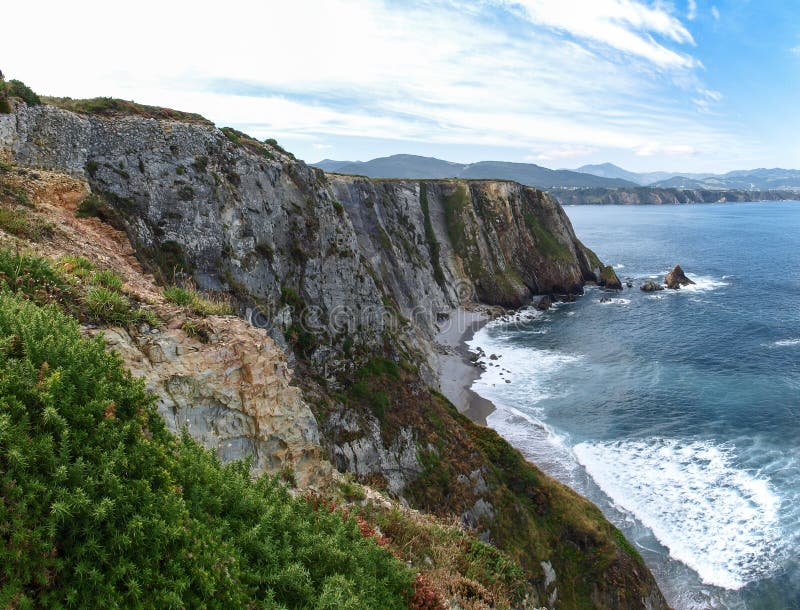 Atlantic beach with cliffs stock image. Image of coastline - 37418989