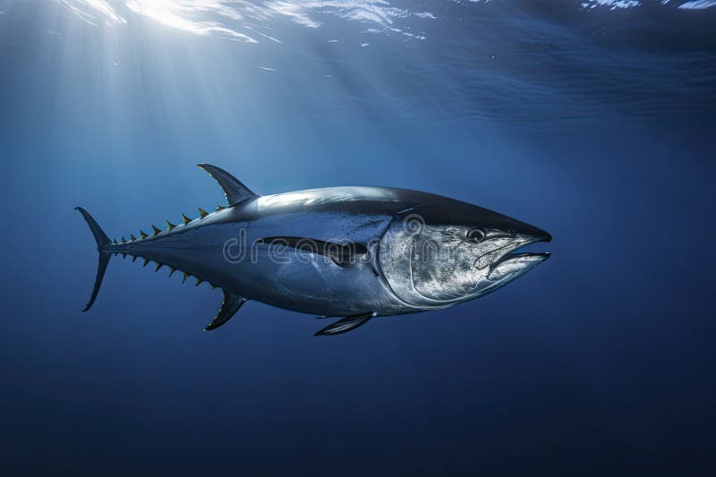 Atlantic Bluefin Tuna Swimming Underwater Stock Illustration ...