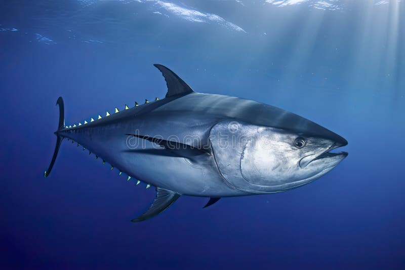 Atlantic Bluefin Tuna Swimming Underwater Stock Illustration ...