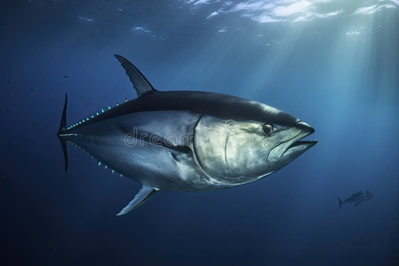 Atlantic Bluefin Tuna Swimming Underwater Stock Illustration ...