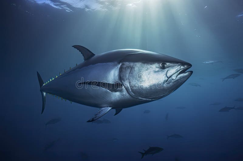 Atlantic Bluefin Tuna Swimming Underwater Stock Illustration ...