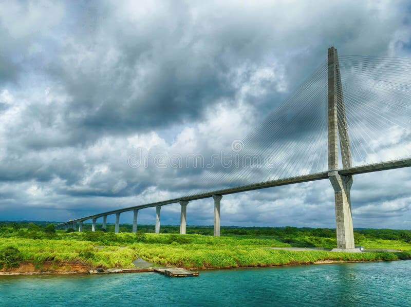Atlantic Bridge Suspended Across the Panama Canal Stock Photo - Image ...