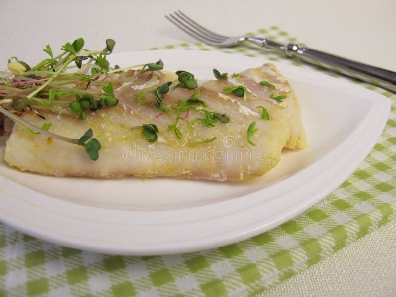Atlantic Cod Fillet and Shoot Vegetables Stock Photo - Image of shoots ...