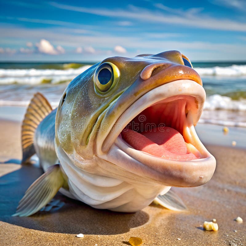 Atlantic Cod Fish Laughs Beach Stock Illustration - Illustration of ...