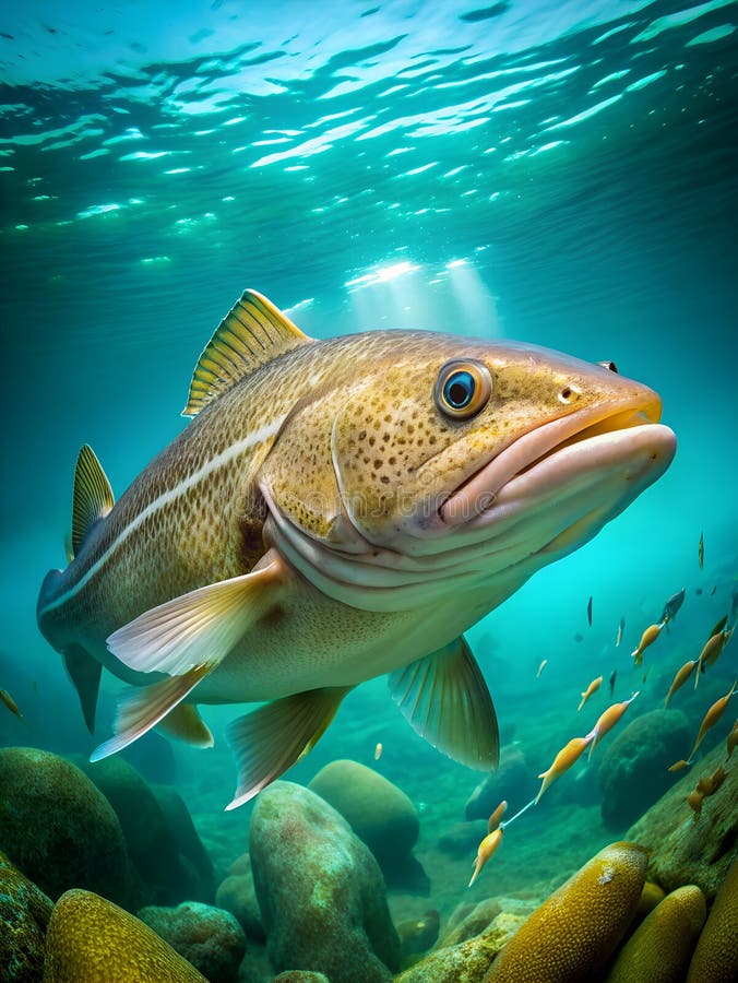 Atlantic Cod Fish Stay School Stock Illustration - Illustration of ...