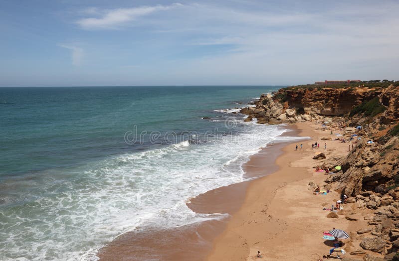 Atlantic Ocean Beach in El Palmar, Spain Stock Photo - Image of spanish ...